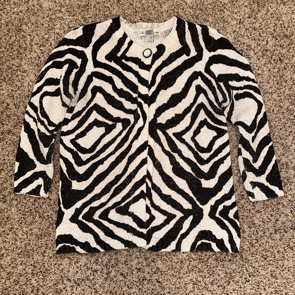 Marisa Christina | Sweaters | Zebra Print Top Button Half Sleeve ...